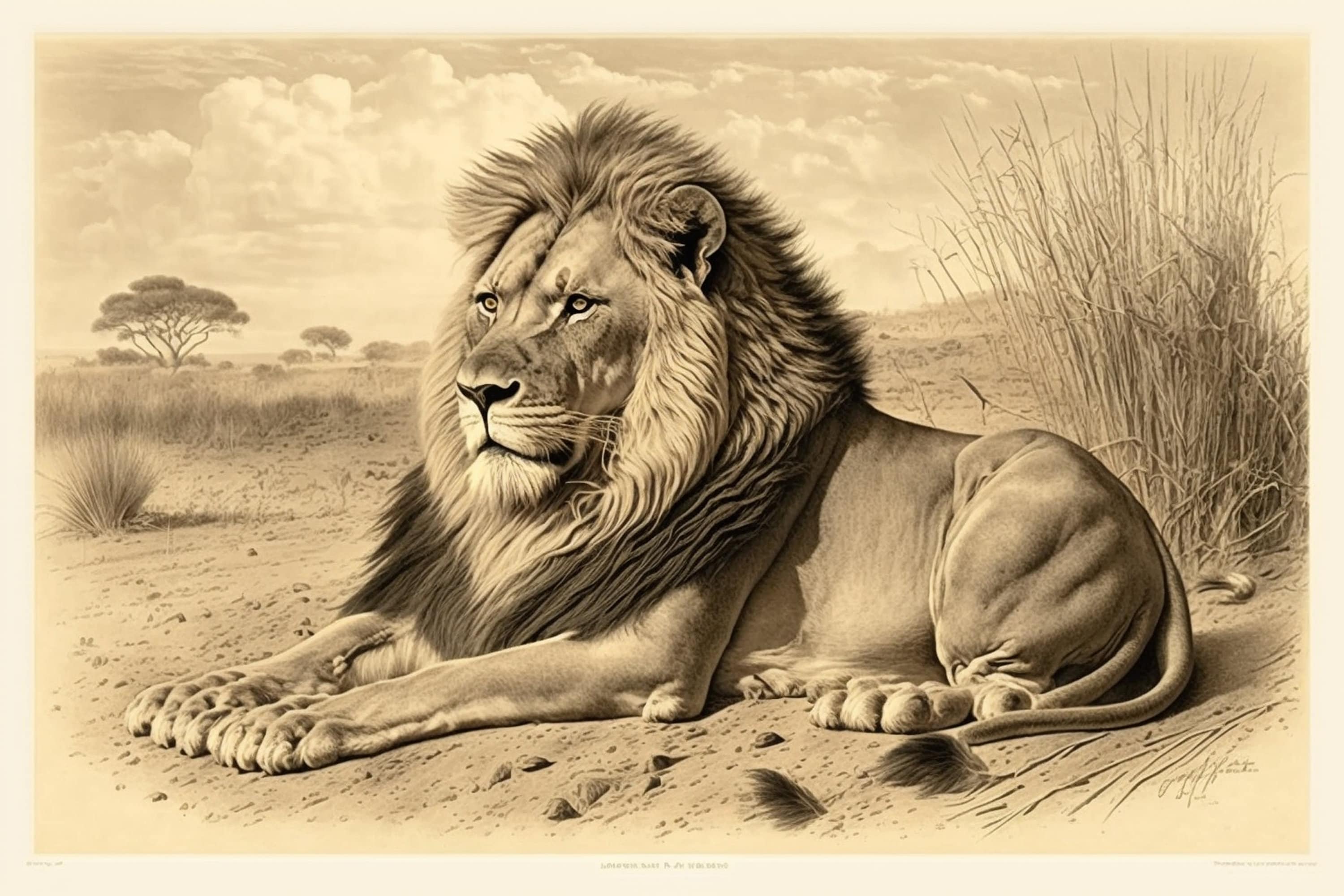 Lion Art Print | Wild Life Print | Wildlife Art | Wildlife Digital ...