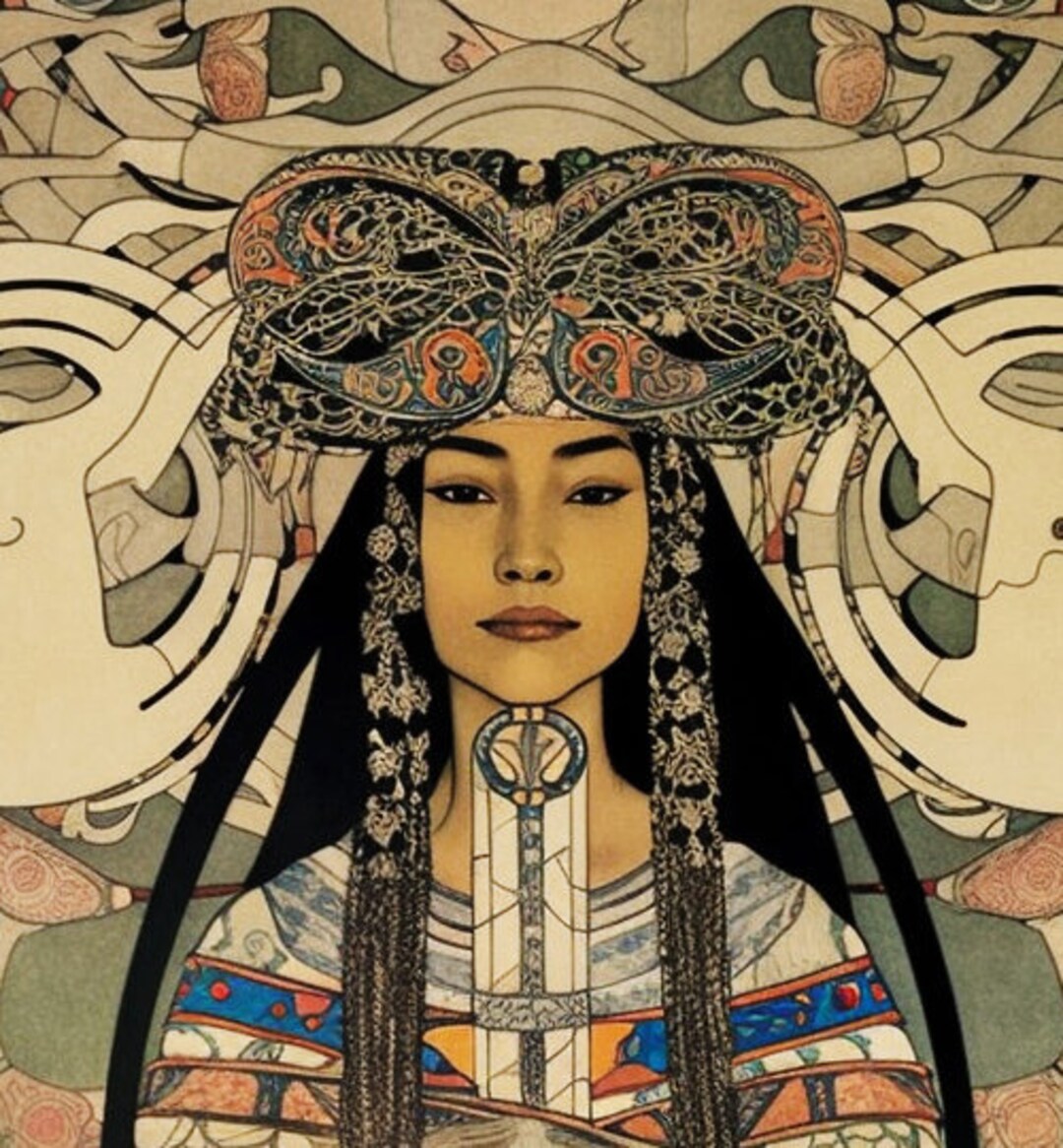 Native Woman Art Print | Art Nouveau Art | Mucha Print | Mucha Poster ...