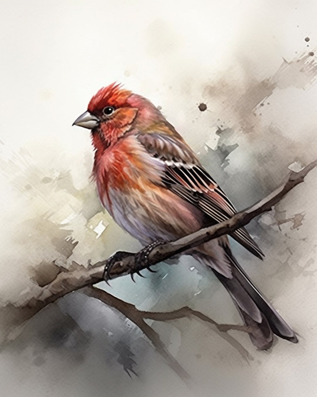 House Finch| Bird Printable Wall Art | Watercolor Bird Print | Bird ...