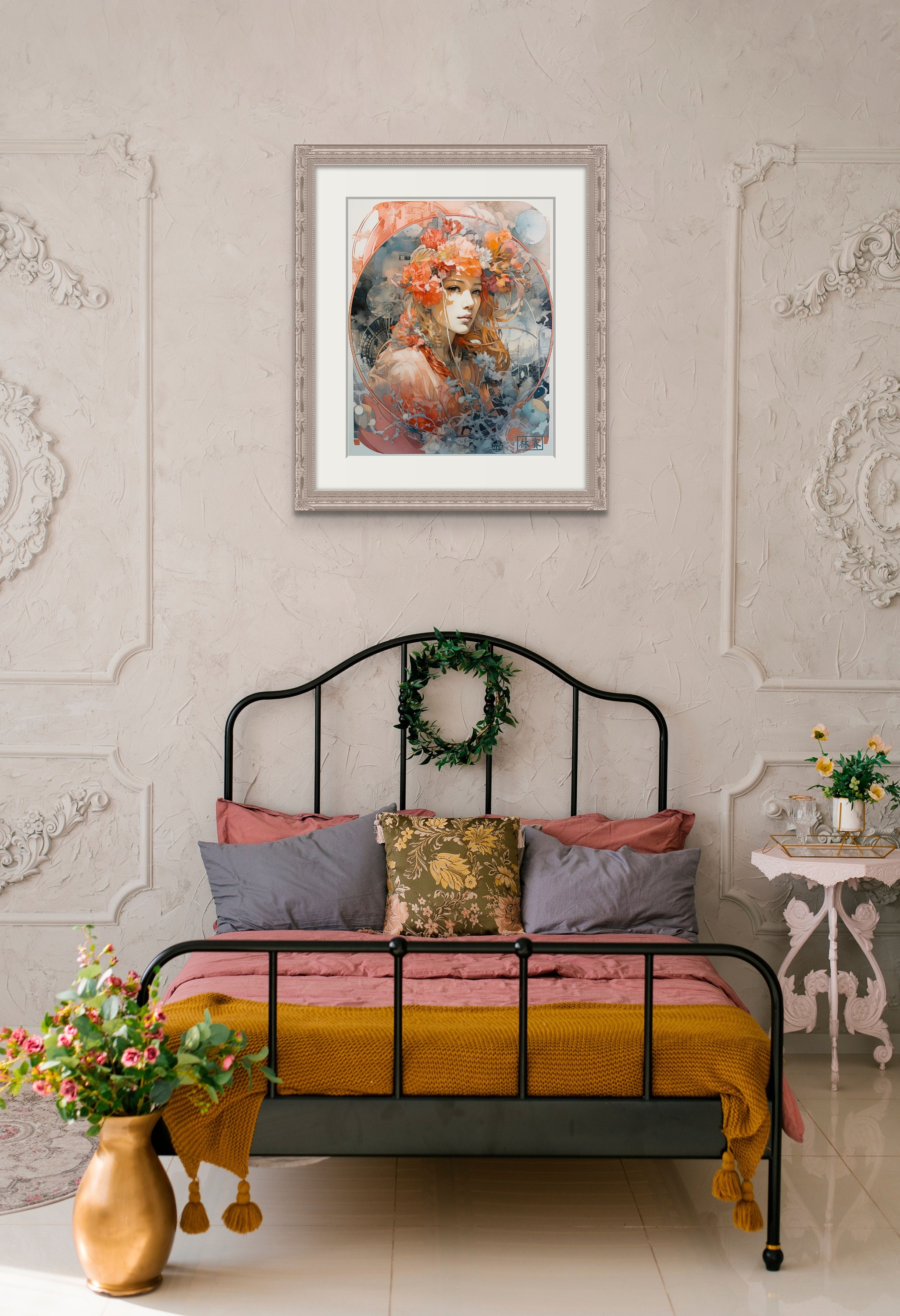 Flower Child Art Nouveau Print Divine Feminine Art Mucha - Etsy