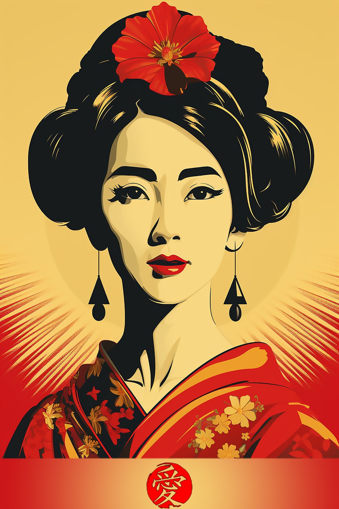 Vintage Geisha Poster #5 | Art Nouveau Design | Unique Art Wall Decor ...