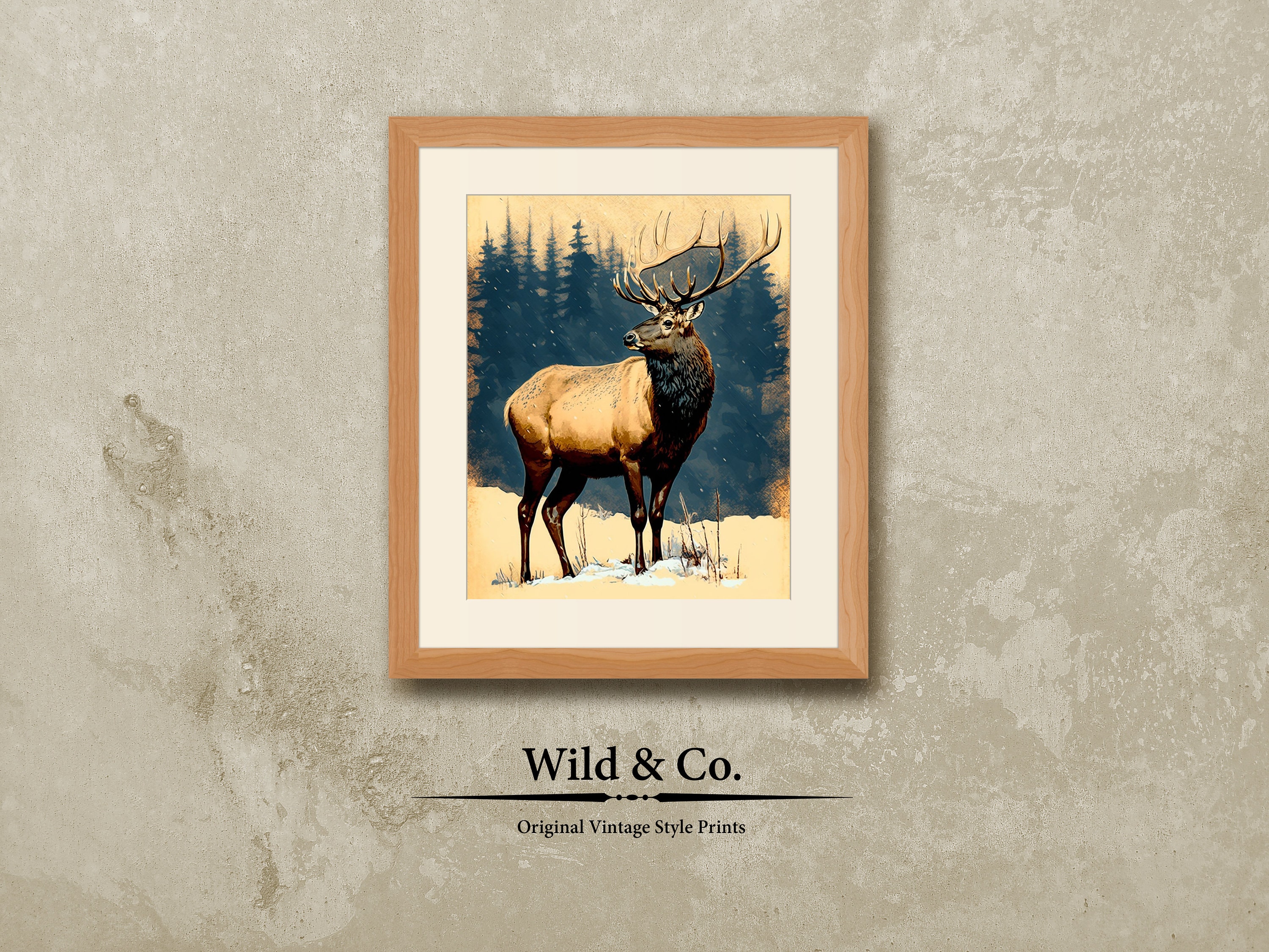 Vintage Style Elk Art Print | Rocky Mountain Decor (digital Download ...