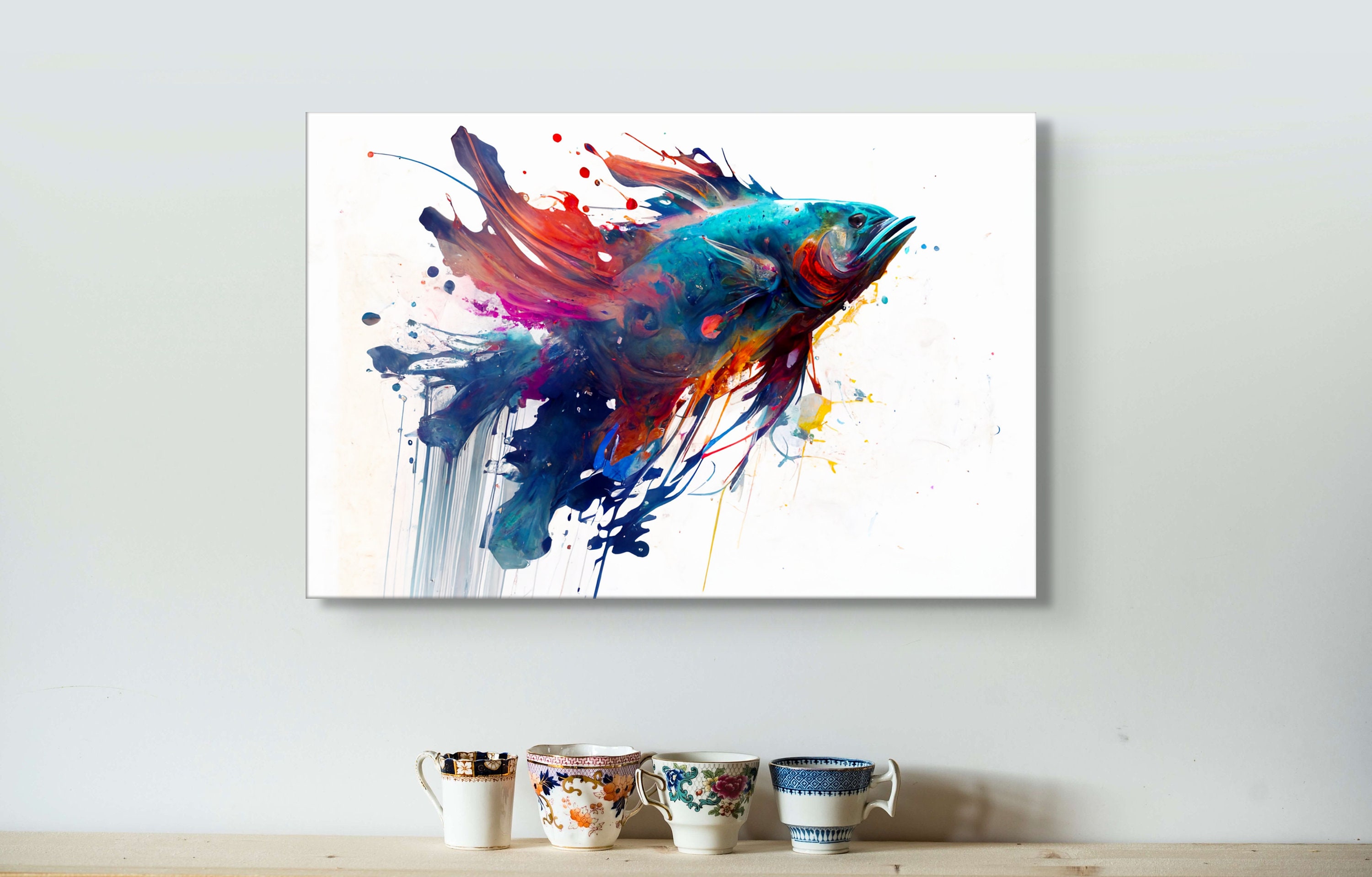 Contemporary Watercolor Fish Painting Print Modern Home Decor Fish Art ...