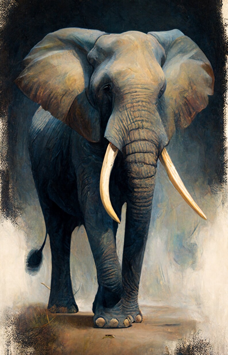 Elephant Vintage Style Original Art Print, Instant Digital Download ...