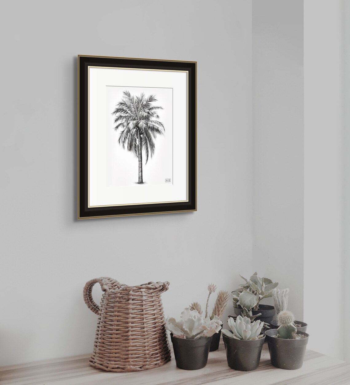 Original Palm Tree Print Tree Art Decor Vintage Tree Drawing Landscape ...