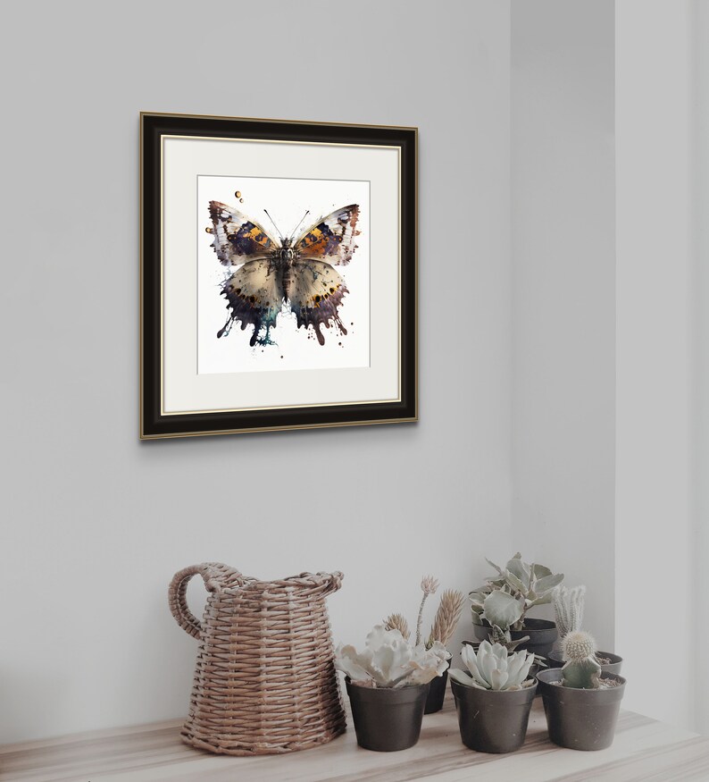 Gyotaku Butterfly Art Print, Contemporary Insect Wall Decor (digital ...