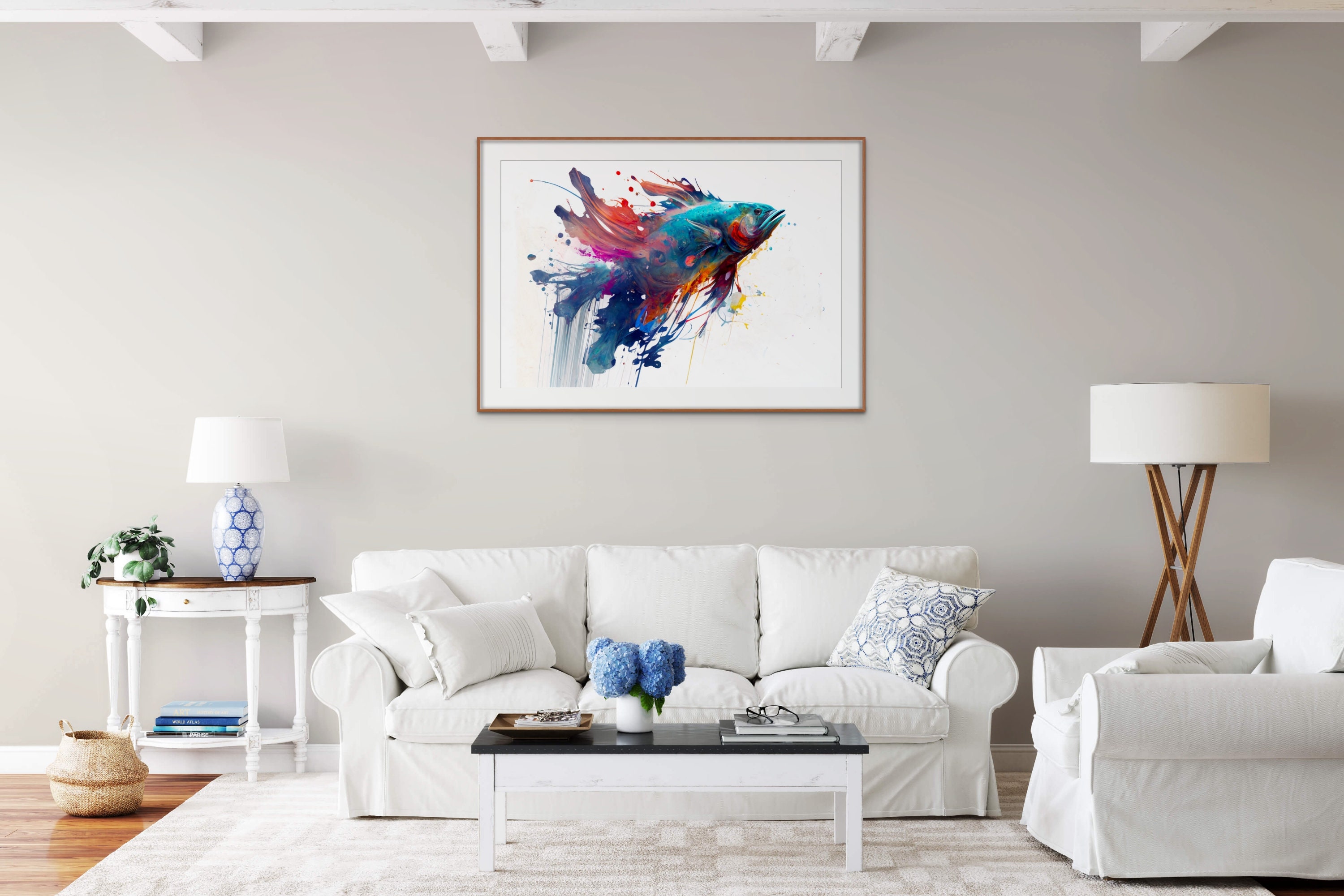 Contemporary Watercolor Fish Painting Print Modern Home Decor Fish Art ...