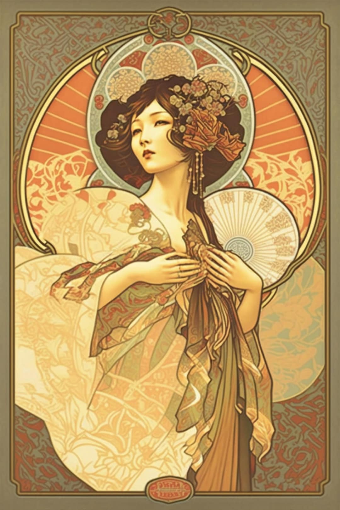 The Geisha No. 3, Vintage Style Art Print, Instant Digital Download ...