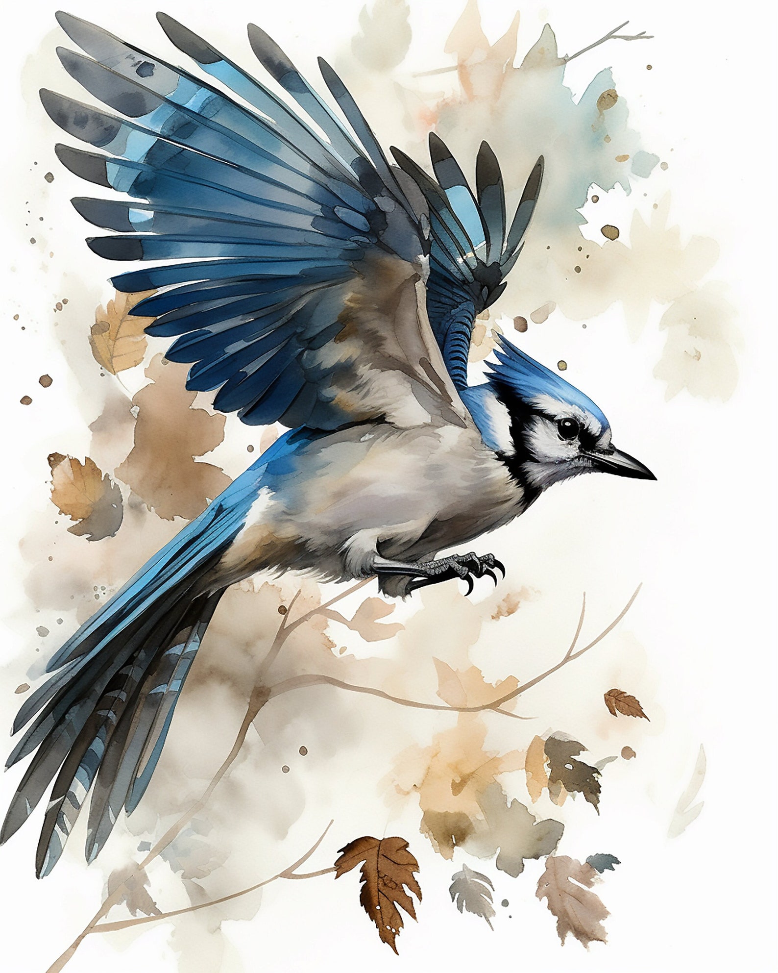 Winter Bandit Art for Home | Watercolor Bird Art Print | Blue Jay ...