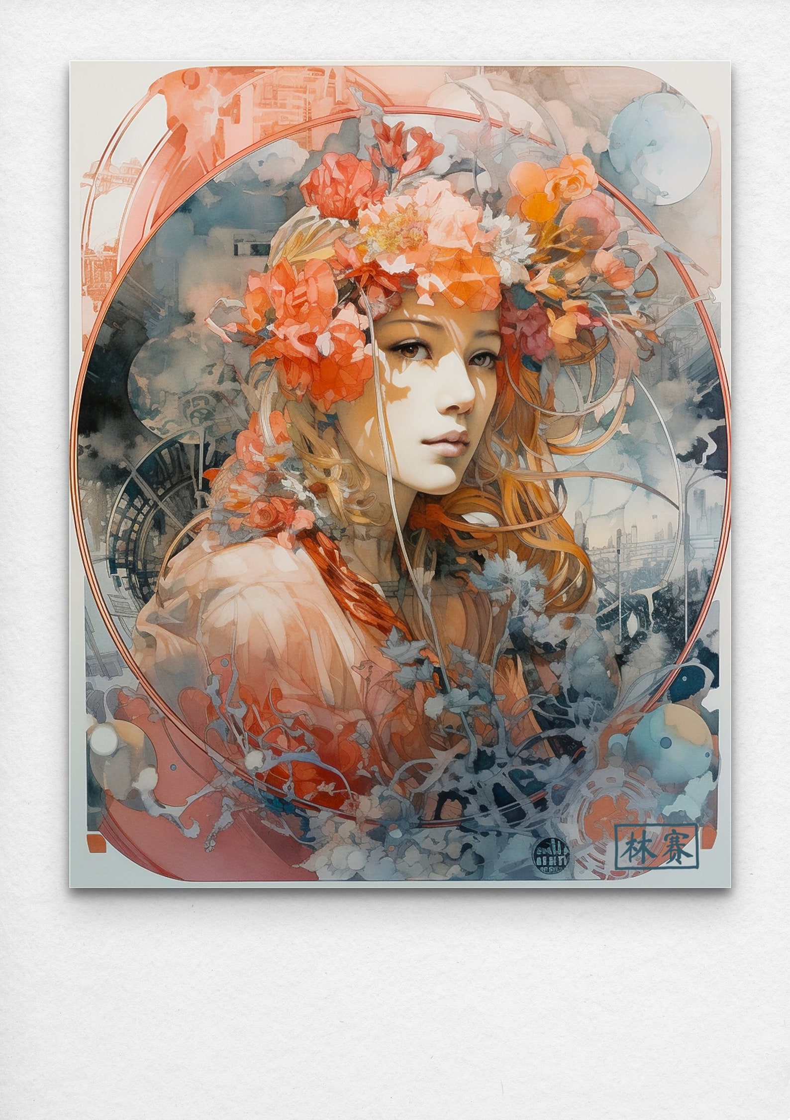 Flower Child Art Nouveau Print Divine Feminine Art Mucha - Etsy