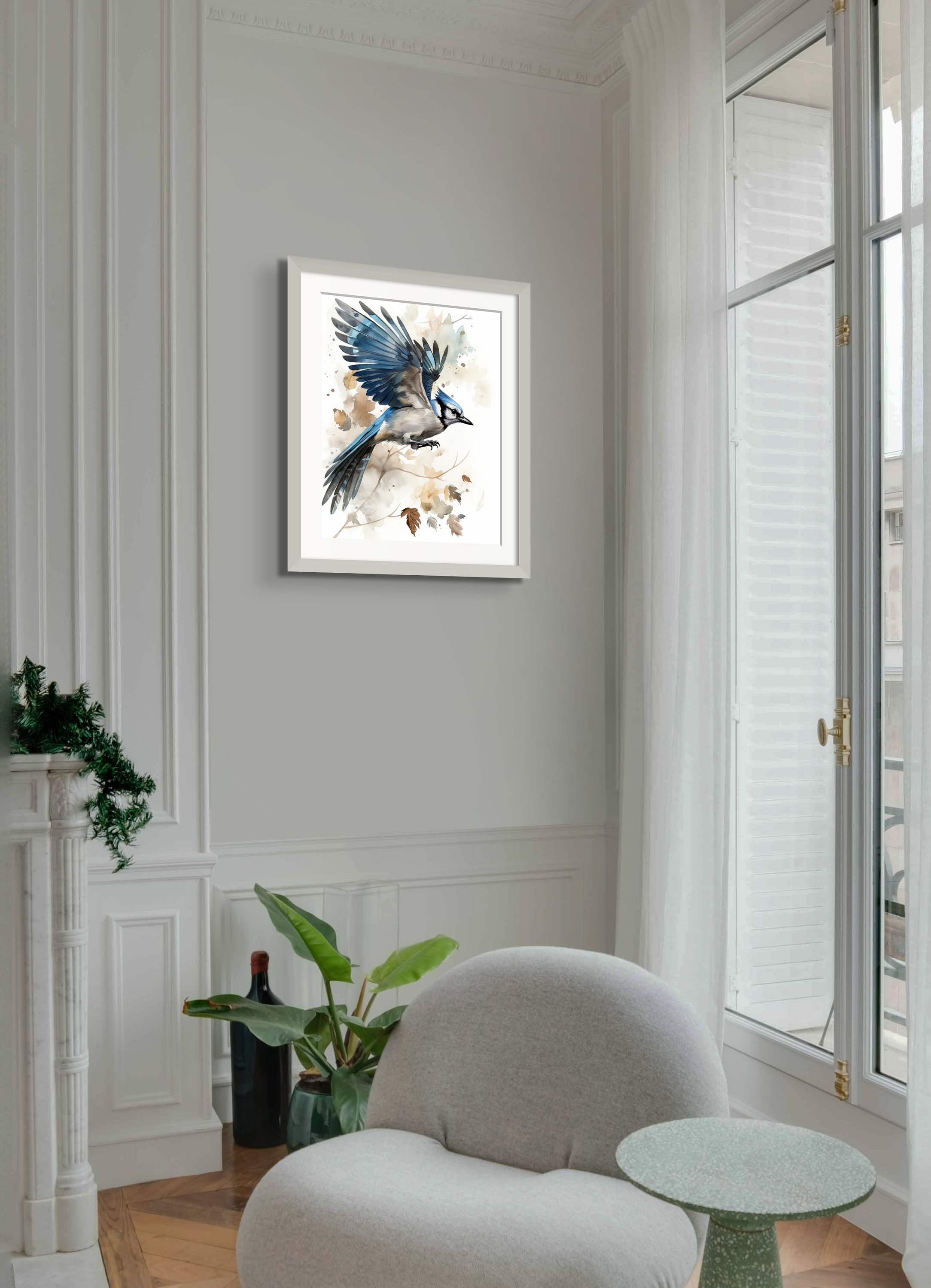 Winter Bandit Art for Home | Watercolor Bird Art Print | Blue Jay ...