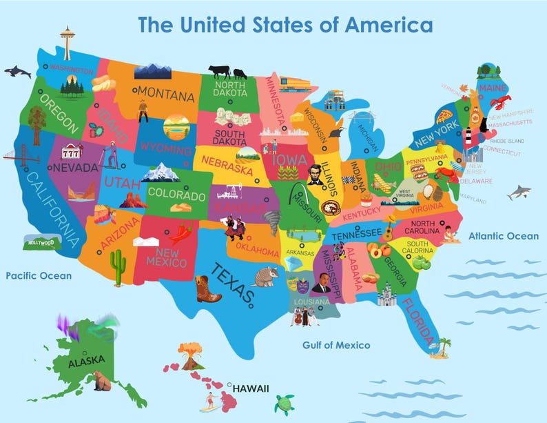 The United States of America Morning Placemat, Early Childhood ...