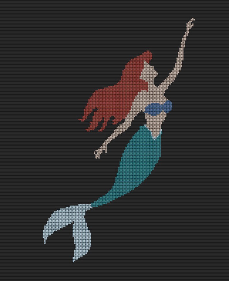 Ariel - the Little Mermaid - Cross Stitch Chart Pattern - Disney ...