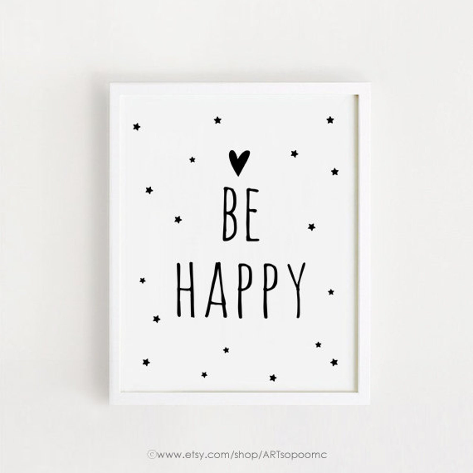 Printable Quotes Poster Be Happy Sign Black and White Simple - Etsy