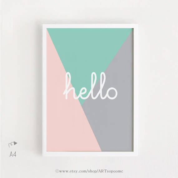 INSTANT DOWNLOAD Hello print sign Cute graphic printable art | Etsy