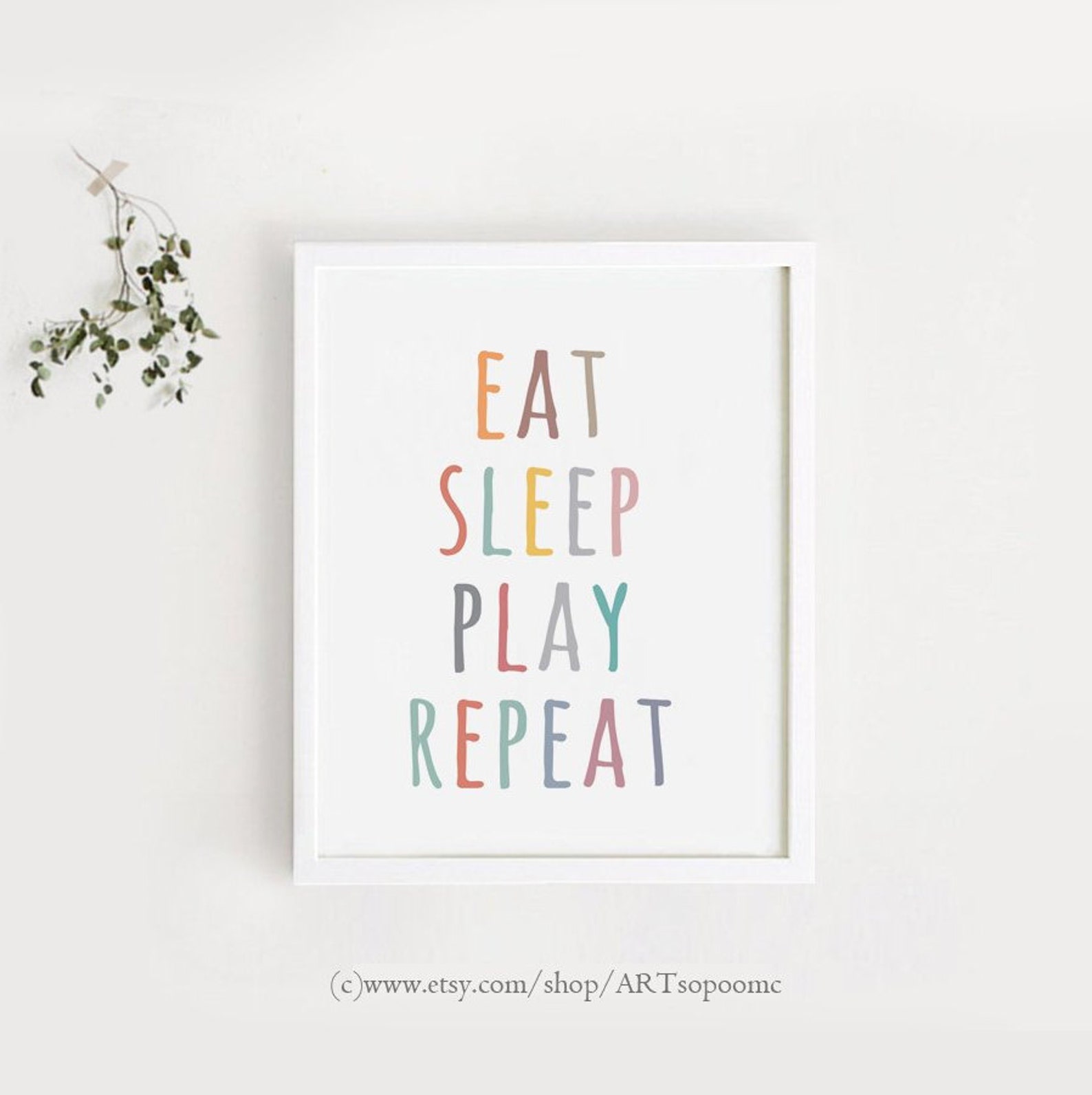 Eat Sleep Play Repeat Printable Nursery Wall Art Quote Poster | Etsy