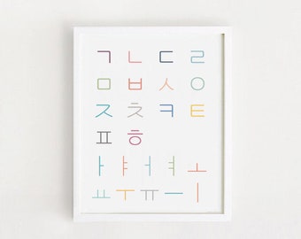 Printable Korean Alphabet Poster Hangul Study Poster Korea | Etsy