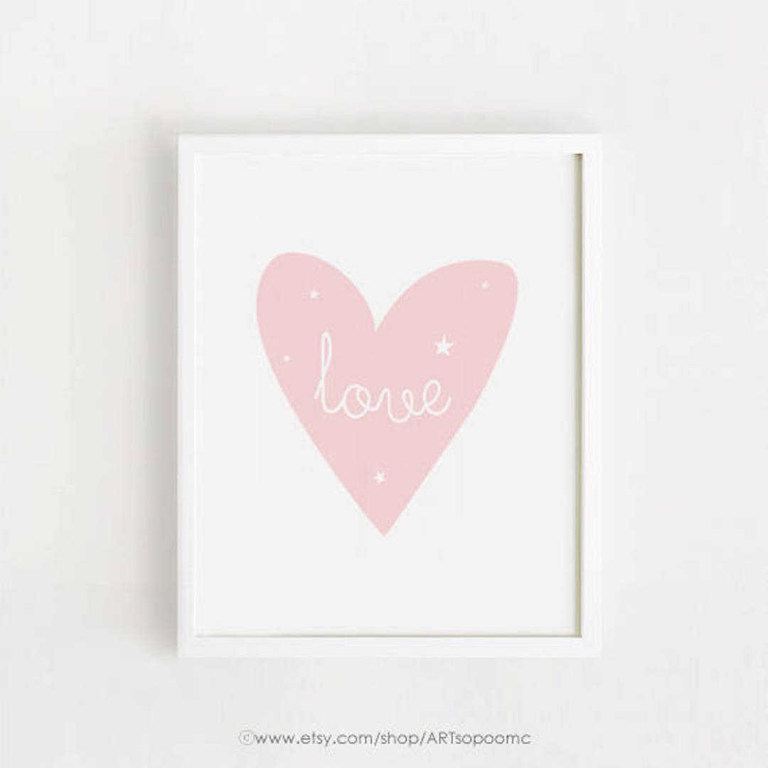 Printable Nursery Wall Art Love and Heart Instant Download Baby Girls ...