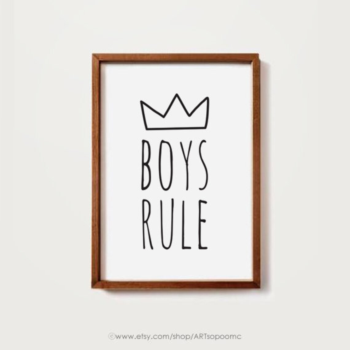 Boys Rule Printable Wall Art Boy Room Sign Black and White - Etsy