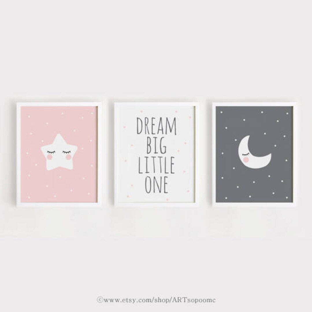 Print Download - Star Dream Big Little One Moon Printable Nursery Art ...