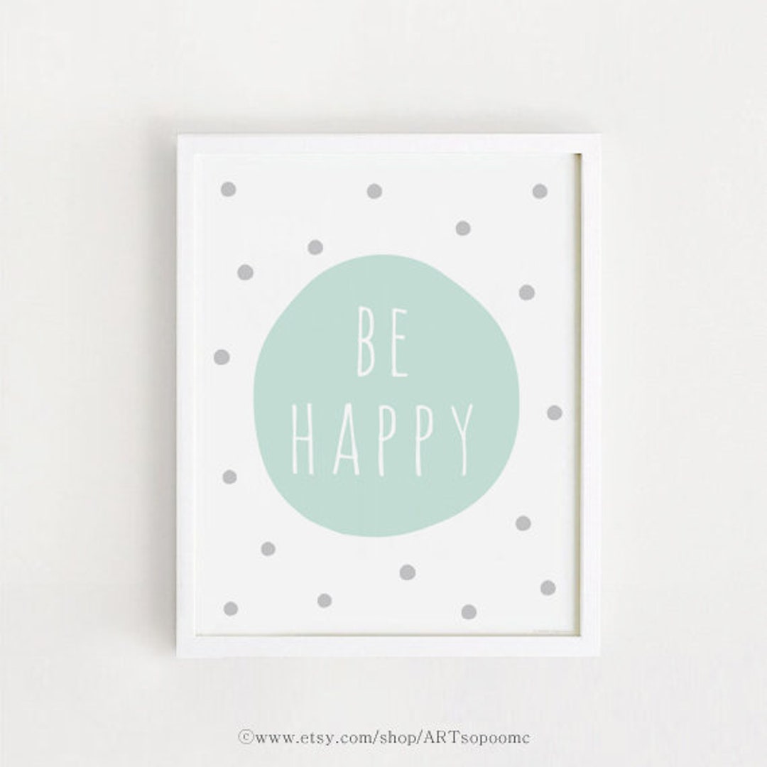 Printable - Be Happy Print Cute Art for Baby Room Wall Decor Nursery ...