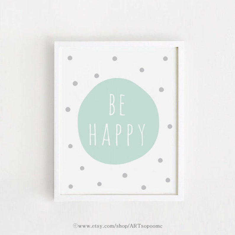 Printable Be Happy Print Cute Art for Baby Room Wall Decor | Etsy