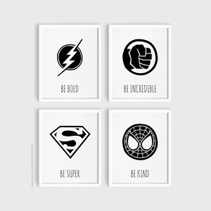 Printable Nursery Wall Art Set Superhero Kids Bedroom Decor Inspiration ...