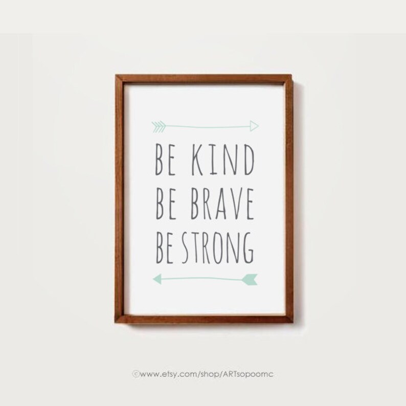 Be kind be brave be strong printable Nursery wall art Set of 2 | Etsy