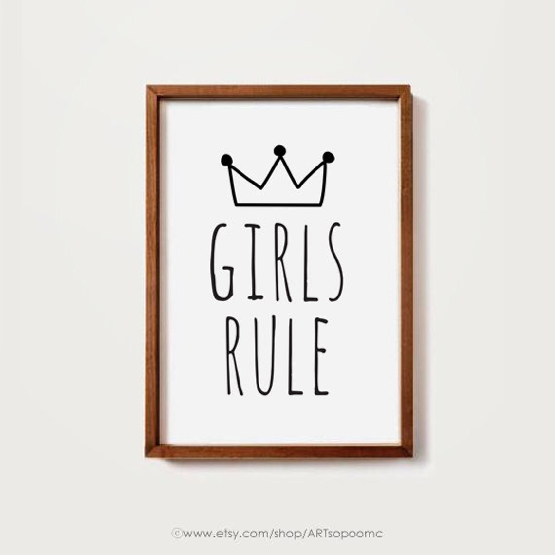 Printable Girls Room Wall Art Girls Rule Sign Black and White | Etsy
