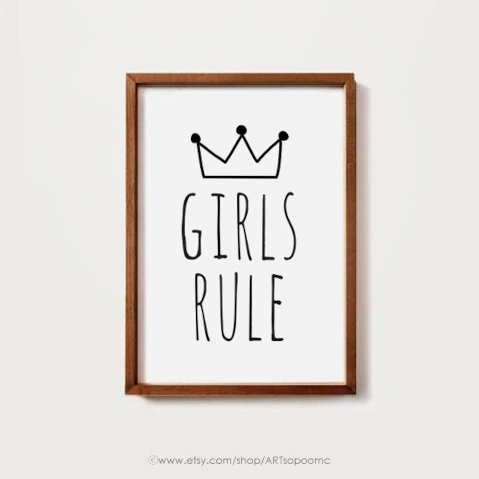 Printable Girls Room Wall Art Girls Rule Sign Black and White | Etsy