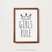Printable Girls Room Wall Art Girls Rule Sign Black and White Kids ...