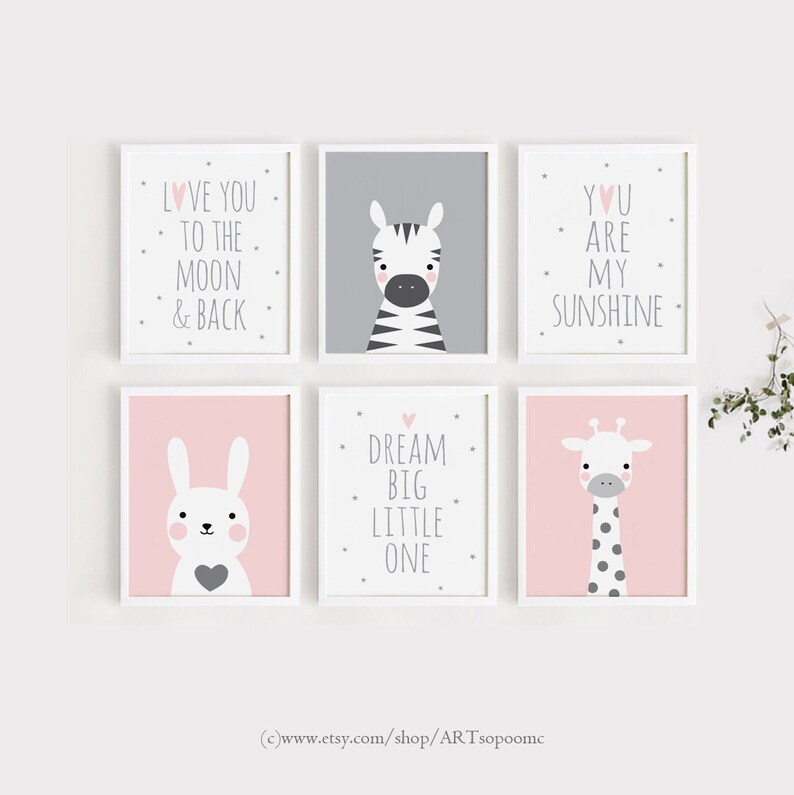 Printable Nursery wall Art Set of 6 Poster Baby Girl Boy room | Etsy