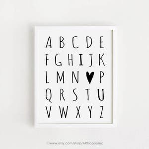 Alphabet Printable Poster Black and White Decor Simple Cute Nursery ...