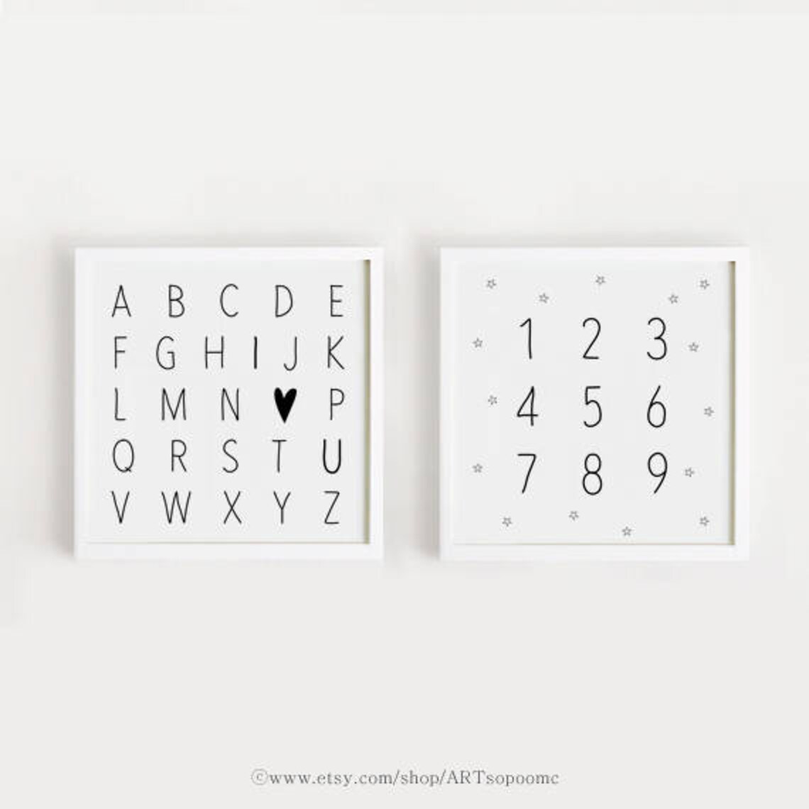 Artsopoomc Square Alphabet Printable ABCD and Numbers Poster - Etsy