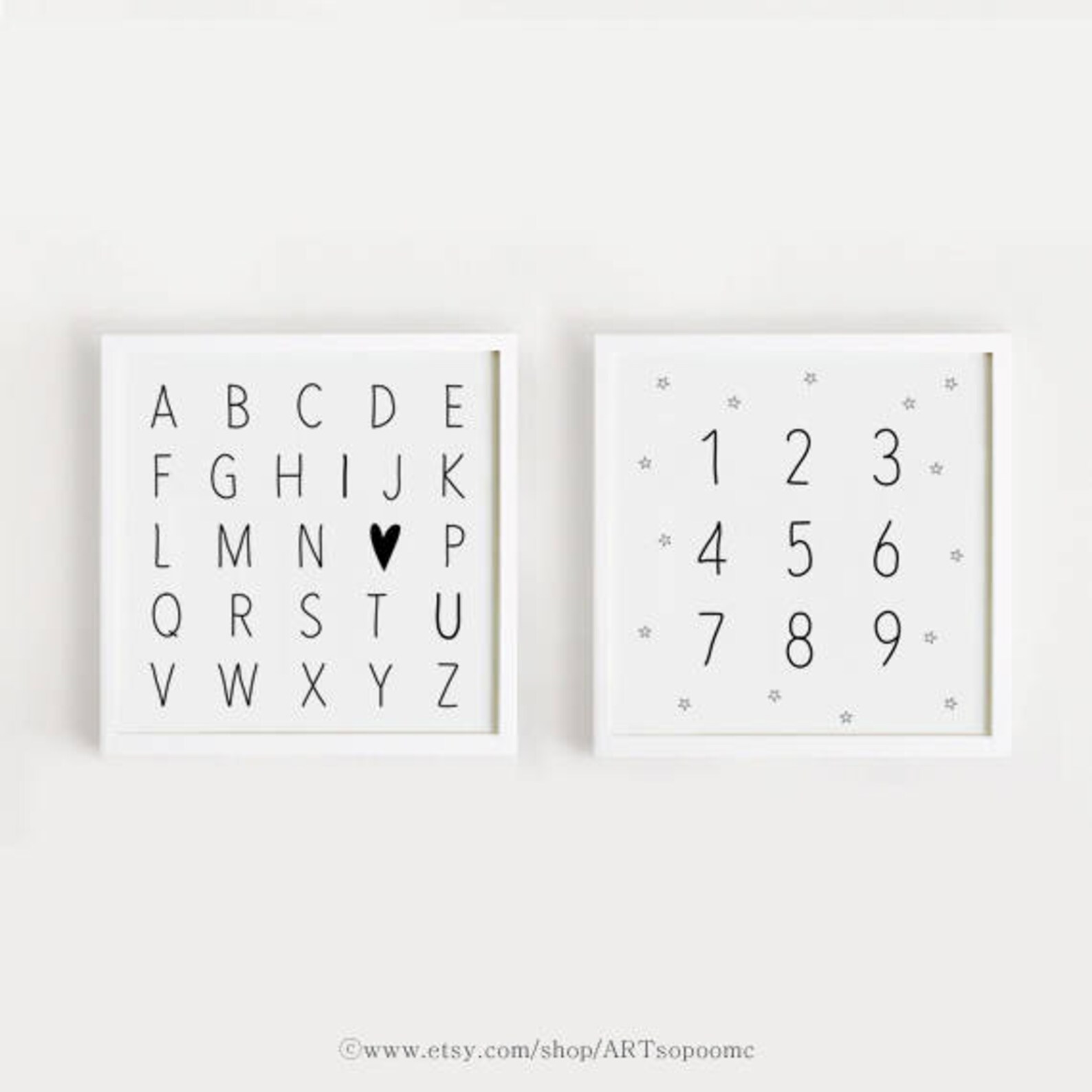 Artsopoomc Square Alphabet Printable ABCD and Numbers Poster - Etsy