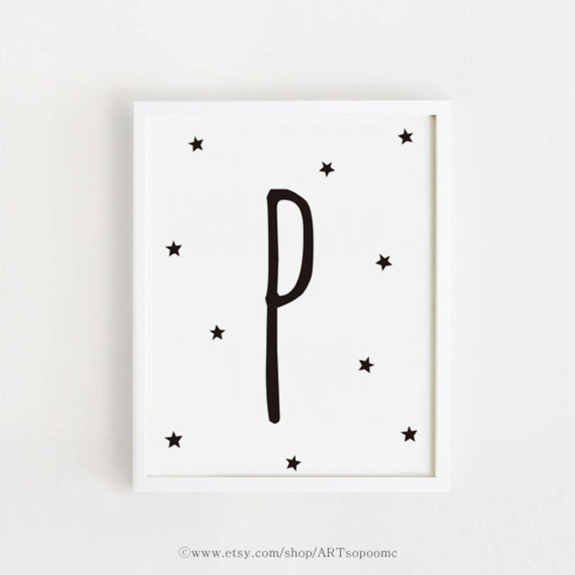 Letter P Printable Nursery Wall Art Initial P Print Black and - Etsy