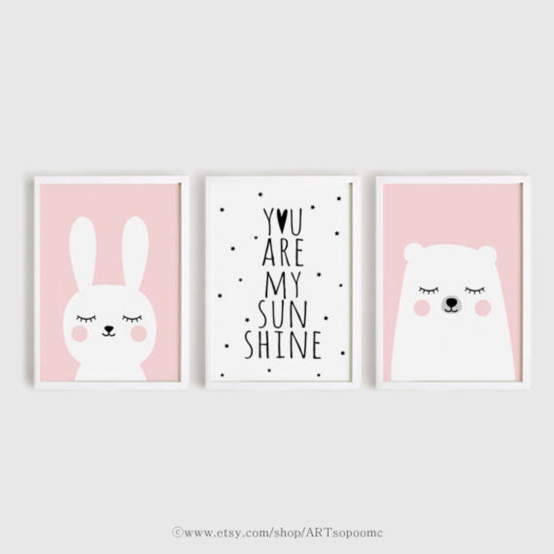 Printable Nursery Art Set of 3 Baby Girls Room Wall Art Kids | Etsy