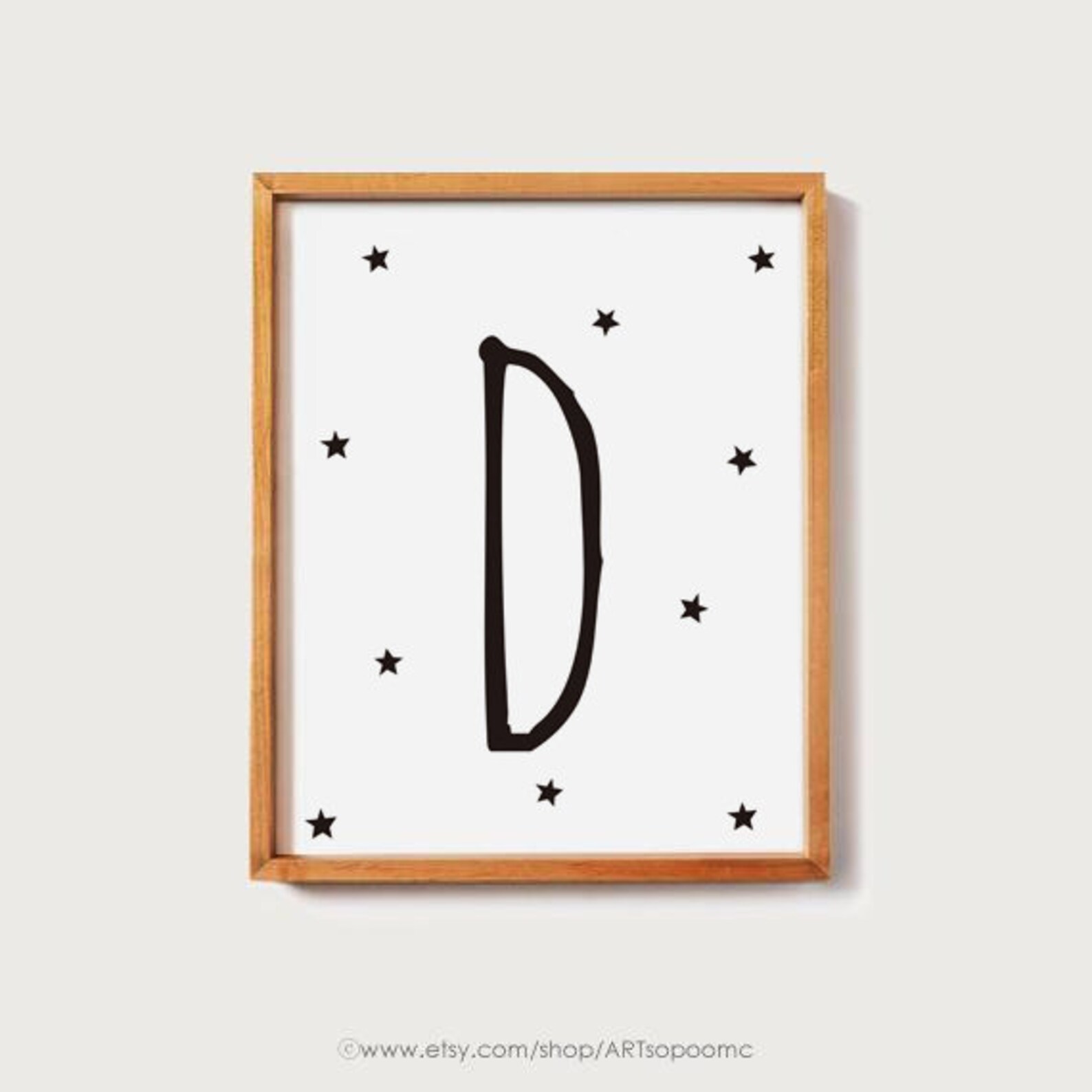 Letter D Printable Nursery Wall Art Initial D Print Black and - Etsy