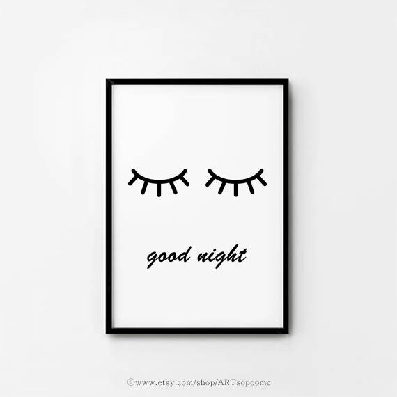 Good night sign print Eye art Printable bedroom wall art deco | Etsy