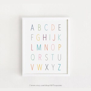 Alphabet Printable Poster Class Room Decor Simple Cute Nursery Wall Art ...