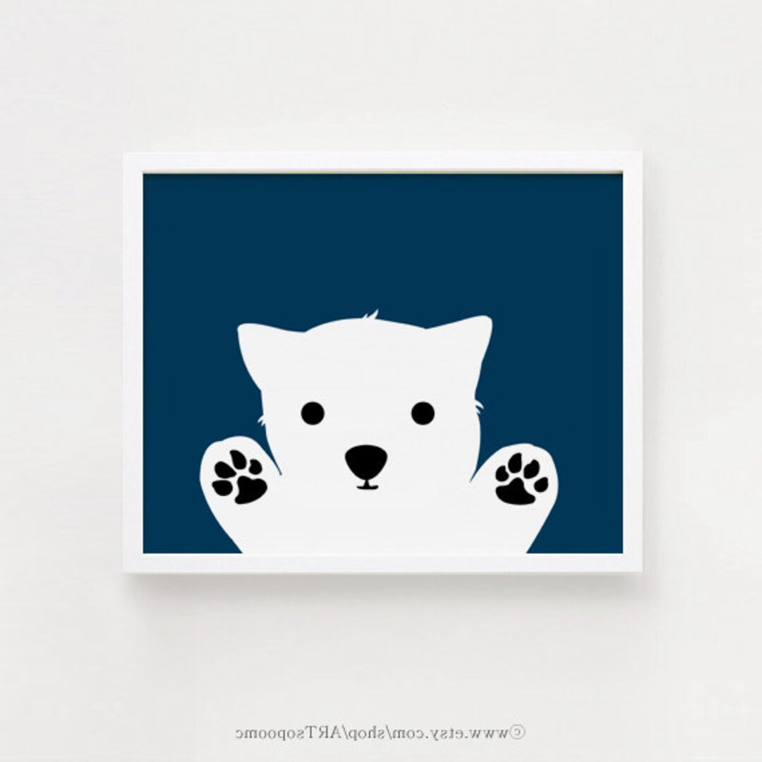 Navy Blue Art Printable Dog Poster Landscape Art Nursery Animal Print ...