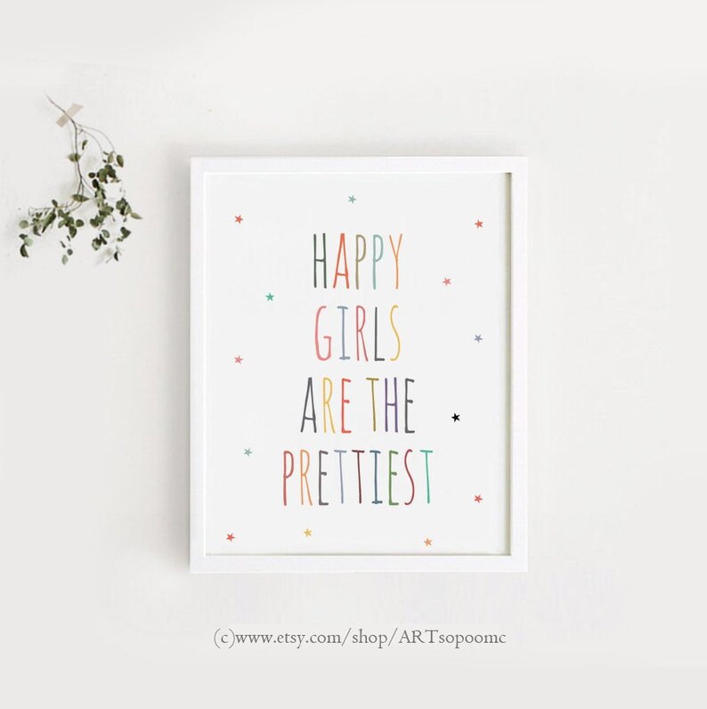 Instant download Printable wall art Set of 2 / happy girls are | Etsy