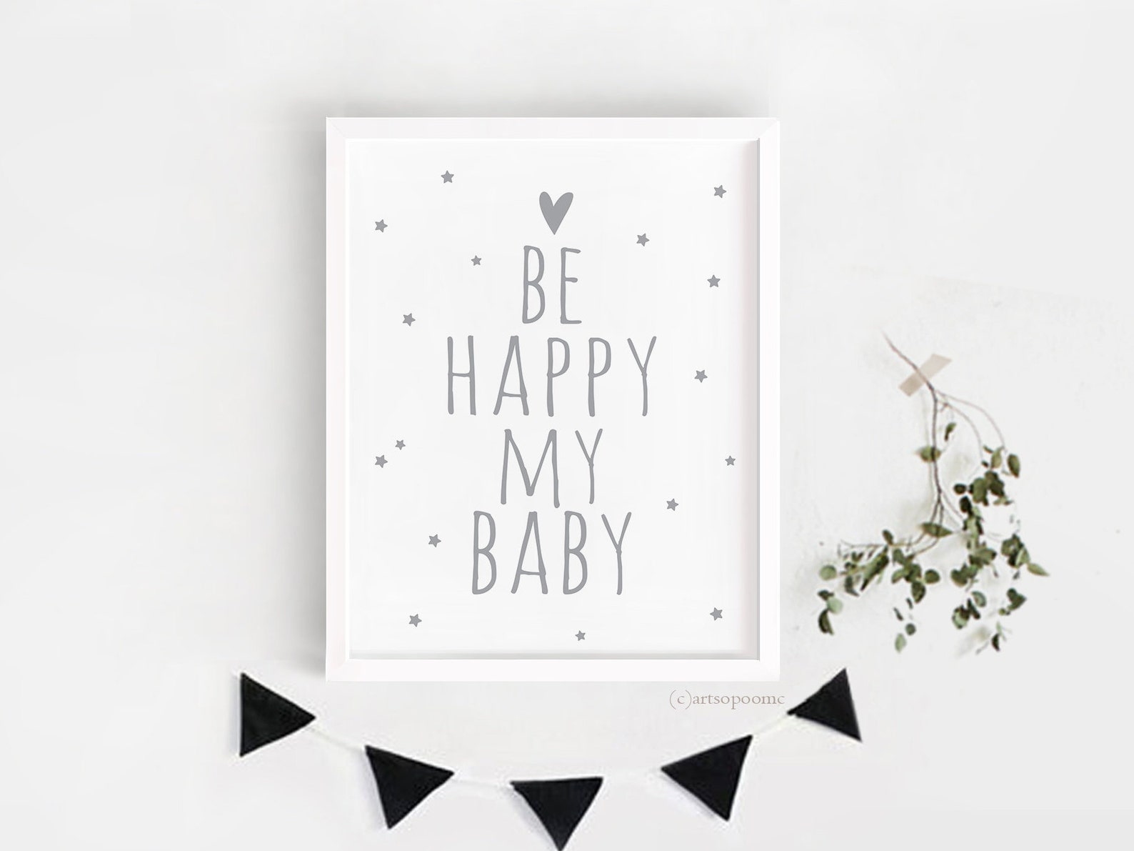 Wall Art Printable Be Happy My Baby Poster Cute Art for Baby - Etsy