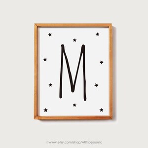 INSTANT DOWNLOAD Letter M Print Printable Nursery Art Black and White ...