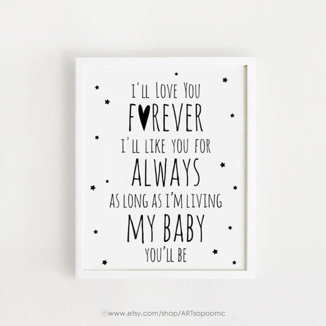 Printable My Baby Quotes Poster Sign White and Black Simple | Etsy