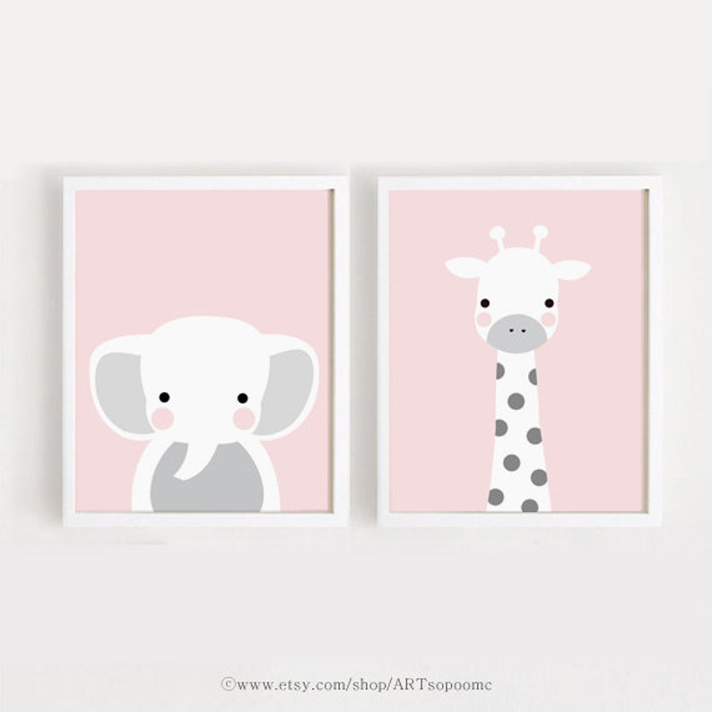 Pink Printable Nursery wall Art Set of 6 Poster Baby girl | Etsy