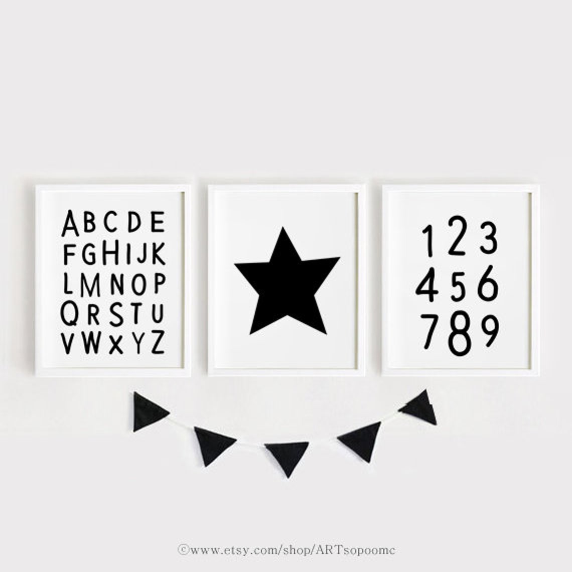 Digital Print Download Alphabet and Number Poster Set of 3 - Etsy