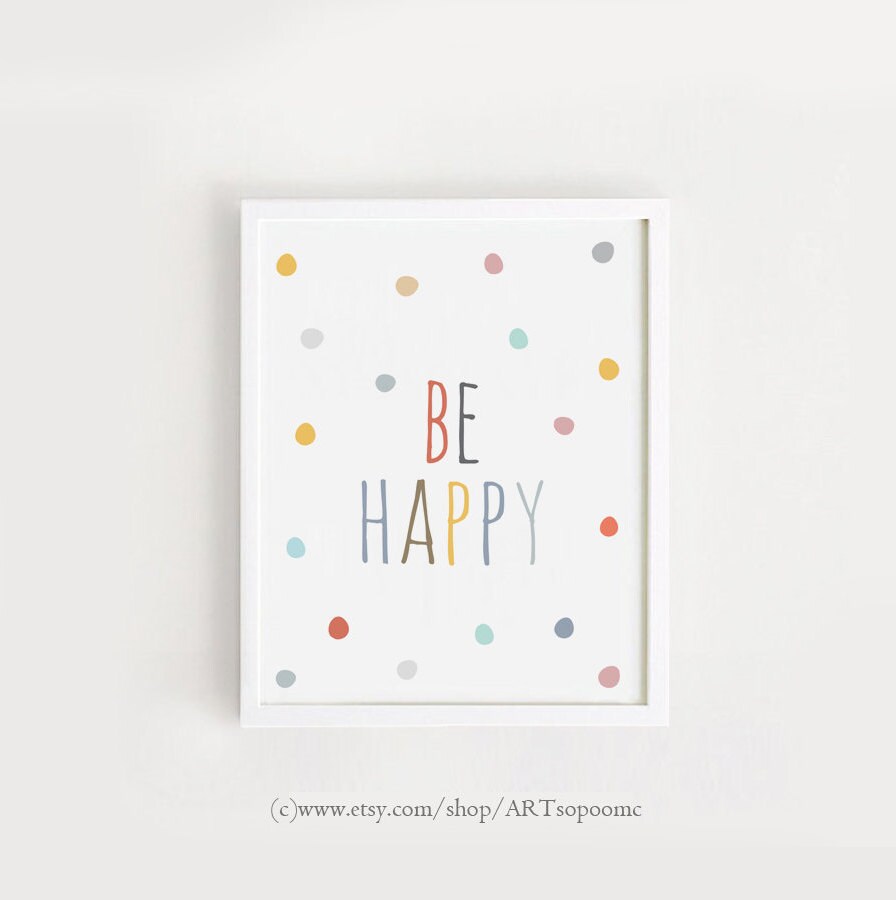 Instant download printable art Be happy Poster bebe room art | Etsy
