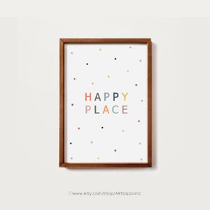 INSTANT DOWNLOAD - Happy Place Poster Printable Baby Room Wall Art Cute ...