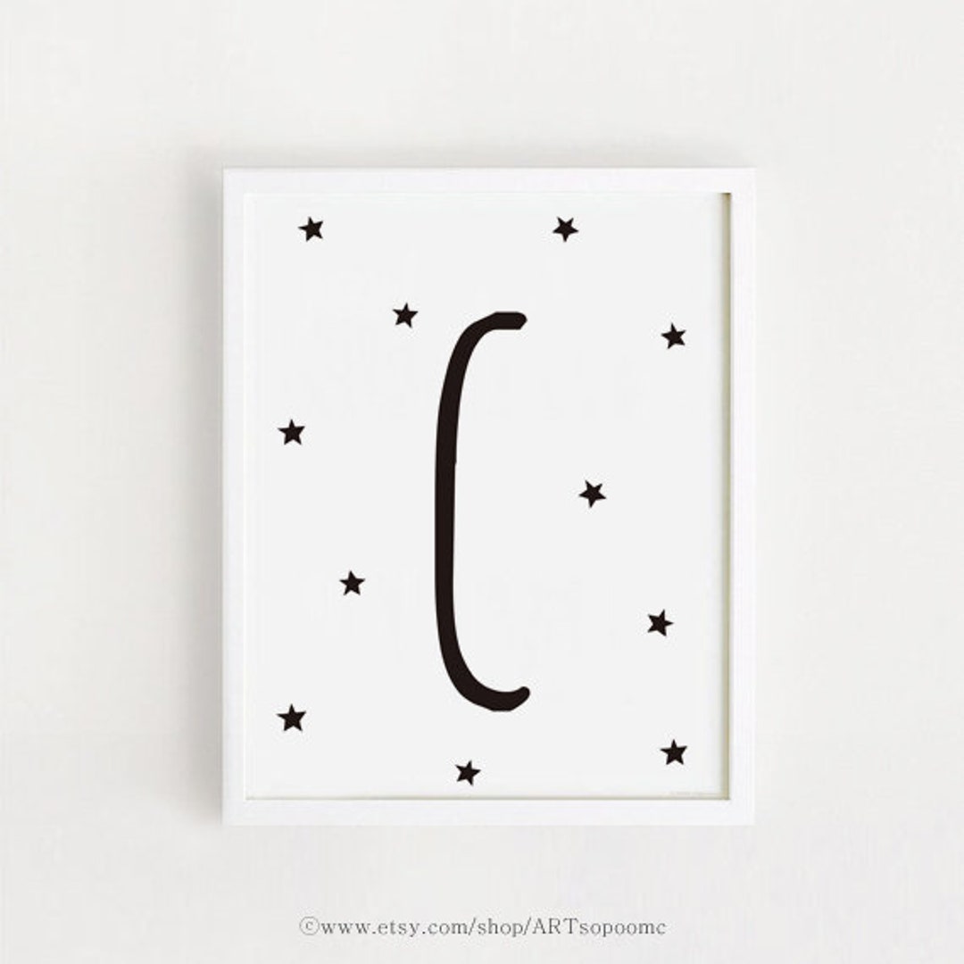 Letter C Printable Nursery Wall Art Initial C Print Black and White ...